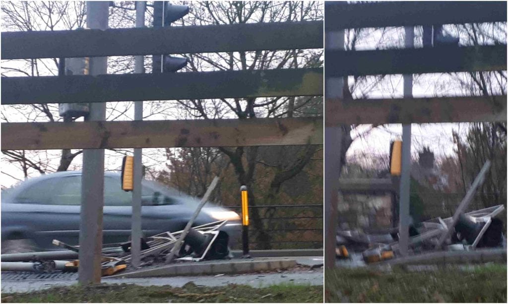 Traffic lights flattened by van during early morning crash in Armagh ...